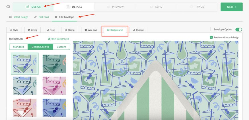 New Feature: Customizable Backgrounds at Greenvelope - STATIONERS