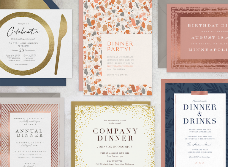 Dinner Invitation Etiquette + 5 Cute Templates - STATIONERS