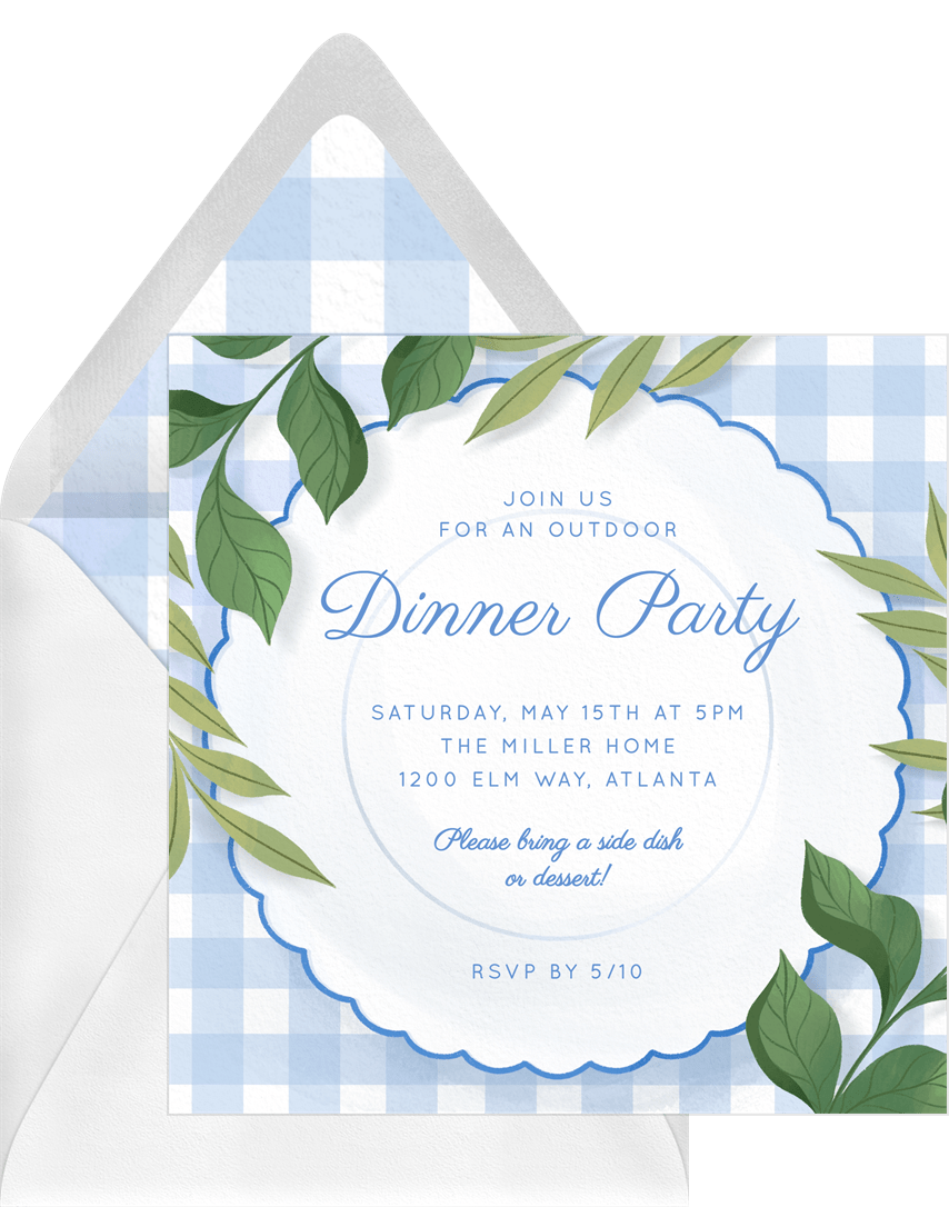 Alfresco Dinner Invitations in Blue | Greenvelope.com