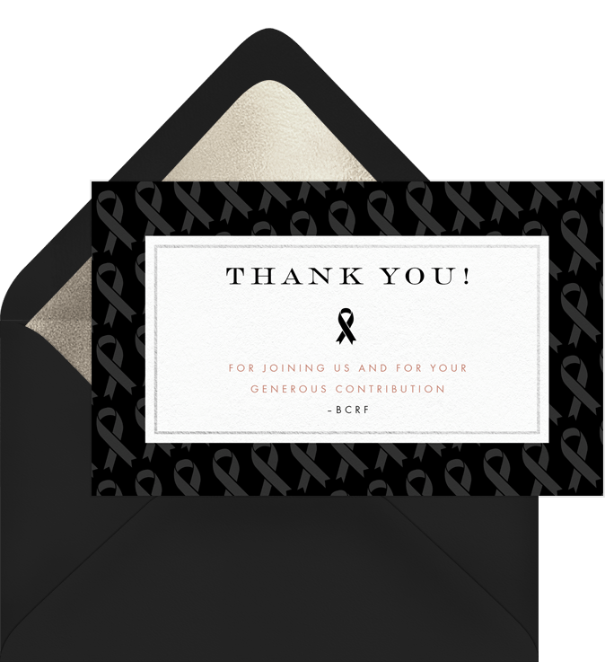 Awareness Ribbon Border Thank You Notes in Yellow | Greenvelope.com