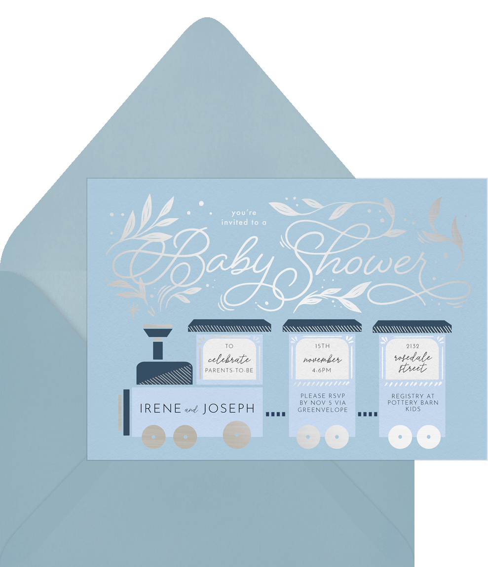 Baby Toy Train Invitations | Greenvelope.com