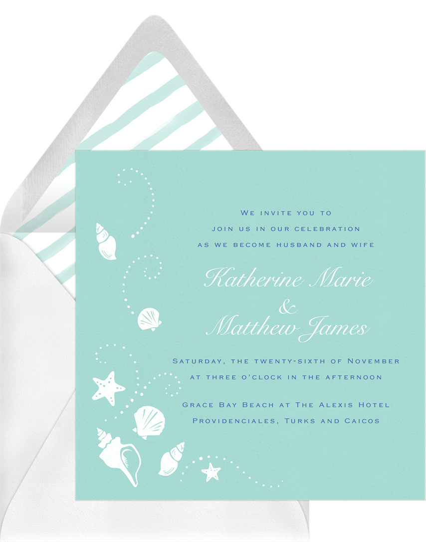Beach Shells Invitations in Blue | Greenvelope.com