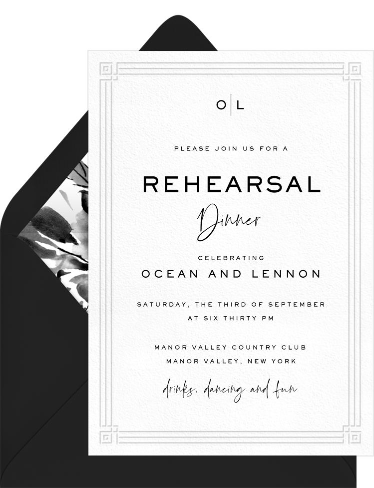 Blind Deboss Border Invitations in Green | Greenvelope.com