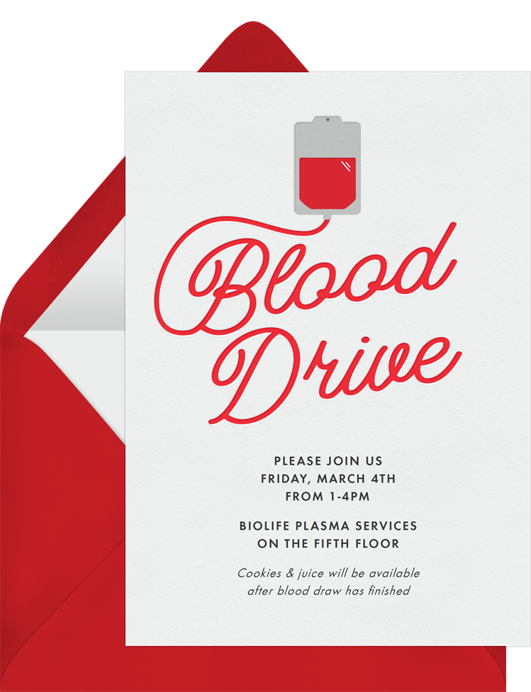 Blood Drive Announcements | Greenvelope.com