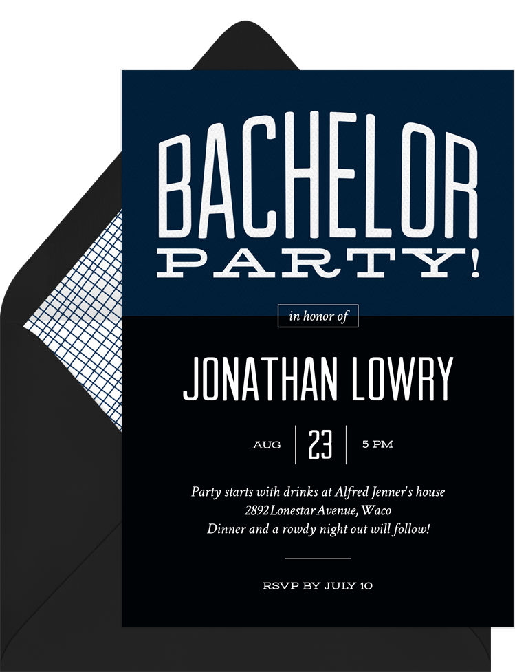 Bold Bachelor Invitations | Greenvelope.com