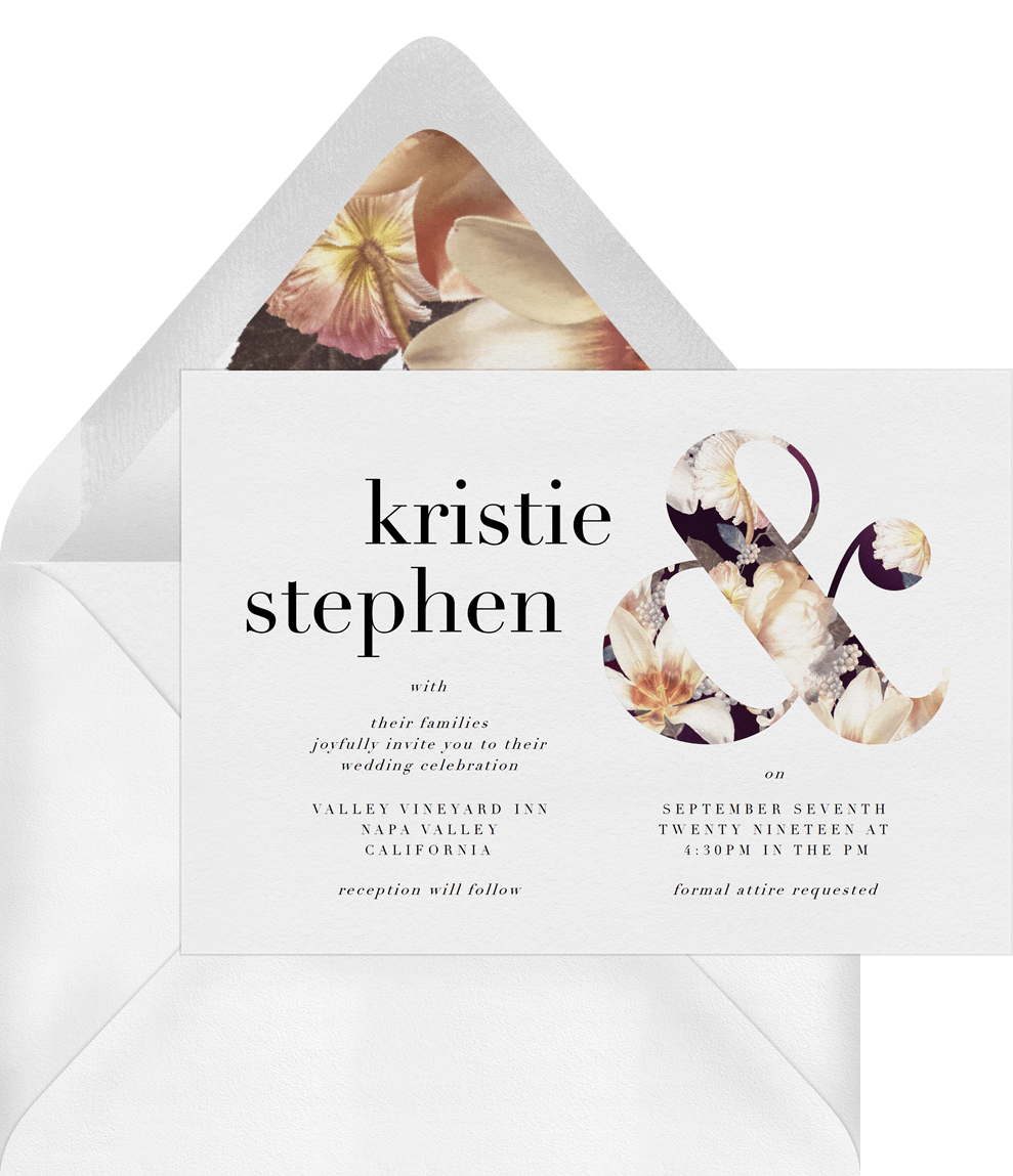 Botanical Ampersand Invitations in White | Greenvelope.com