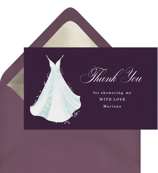 Bachelorette Party Thank You Notes Bridal Gown Blue Shower ...