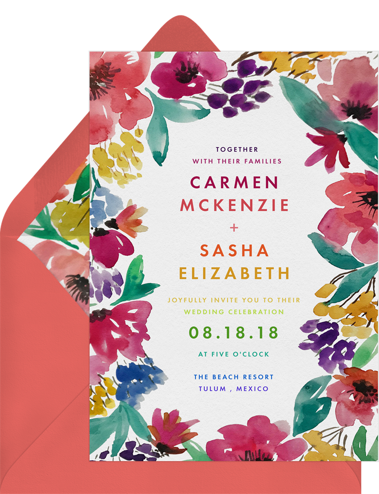 Bright And Bold Florals Invitations in Pink | Greenvelope.com