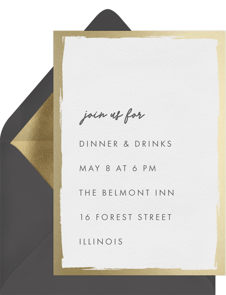 Brushed Gold Border Invitations | Greenvelope.com