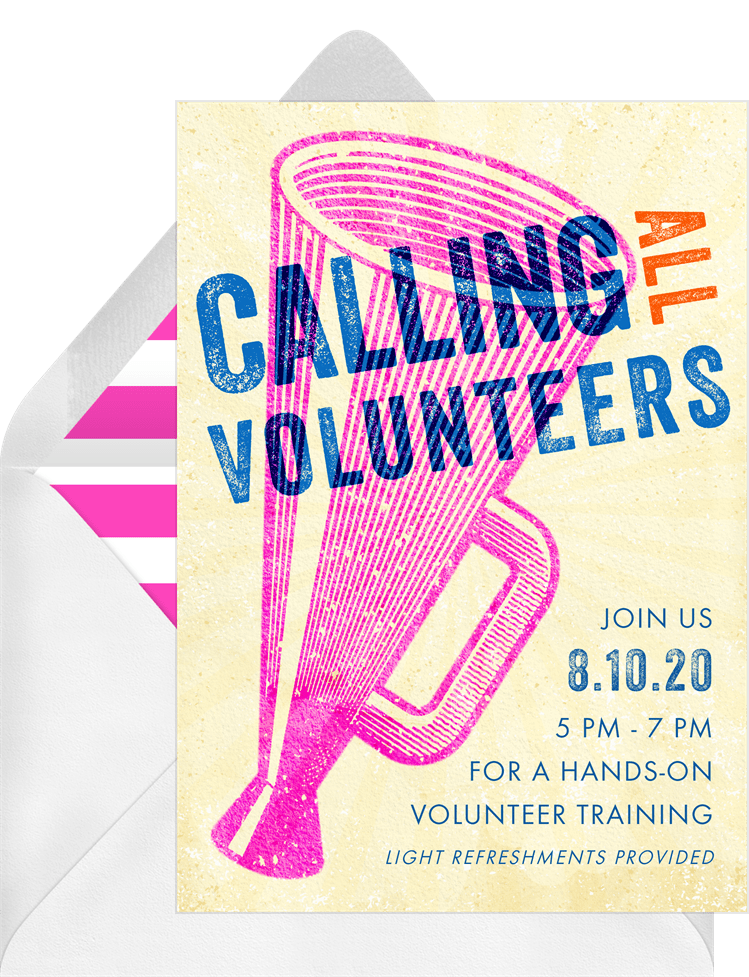Calling All Volunteers Invitations in Red | Greenvelope.com