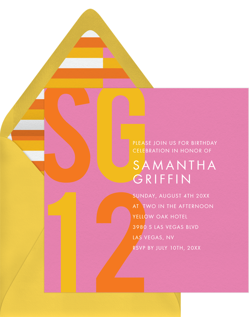 Center Stage Initials Invitations | Greenvelope.com