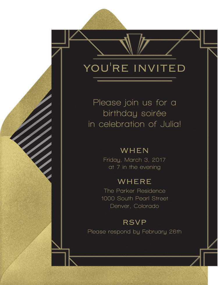 Classic Art Deco Invitations | Greenvelope.com