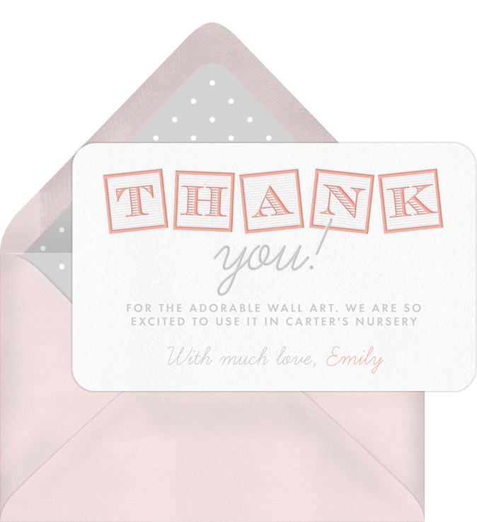 Classic Letter Blocks Thank You Notes | Greenvelope.com