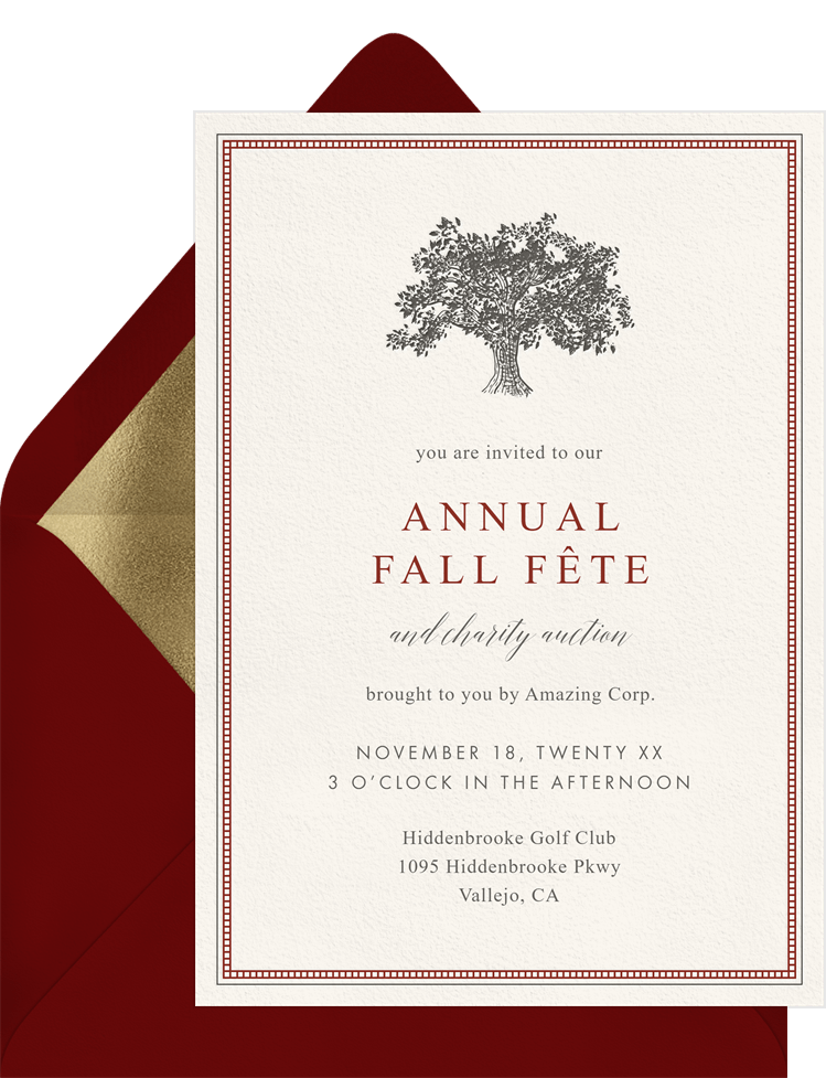 Classic Oak Tree Invitations in Red | Greenvelope.com