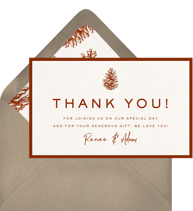 Classic Pinecone Thank You Notes | Greenvelope.com
