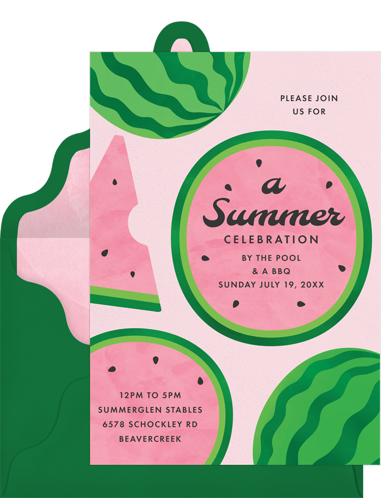 Classic Watermelon Invitations in Green | Greenvelope.com