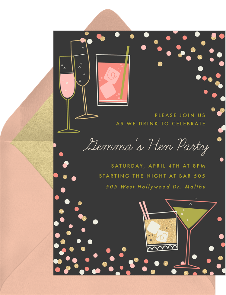 Indian Invitations Clink And Drink Blue Bachelorette Party ...