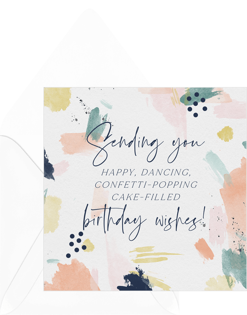 Confetti Wishes Cards in Blue | Greenvelope.com