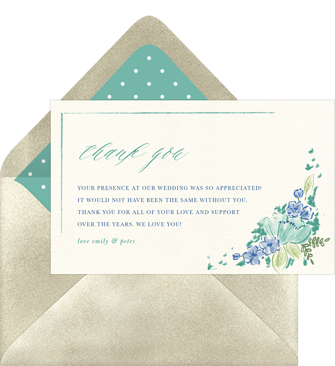 Corner Florals Thank You Notes in Pink | Greenvelope.com