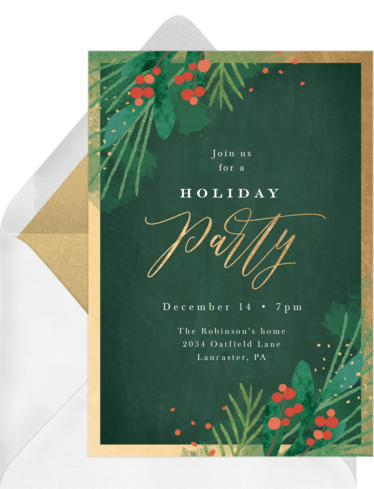 Corner Pine Branches Invitations | Greenvelope.com