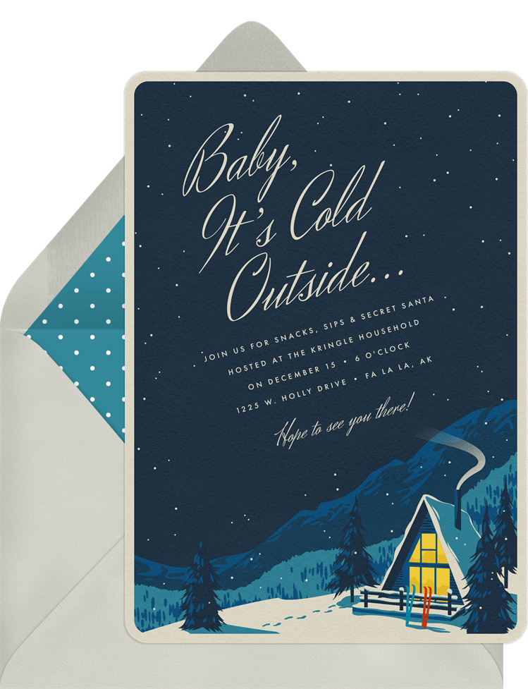 Cozy Ski Chalet Invitations in Blue | Greenvelope.com