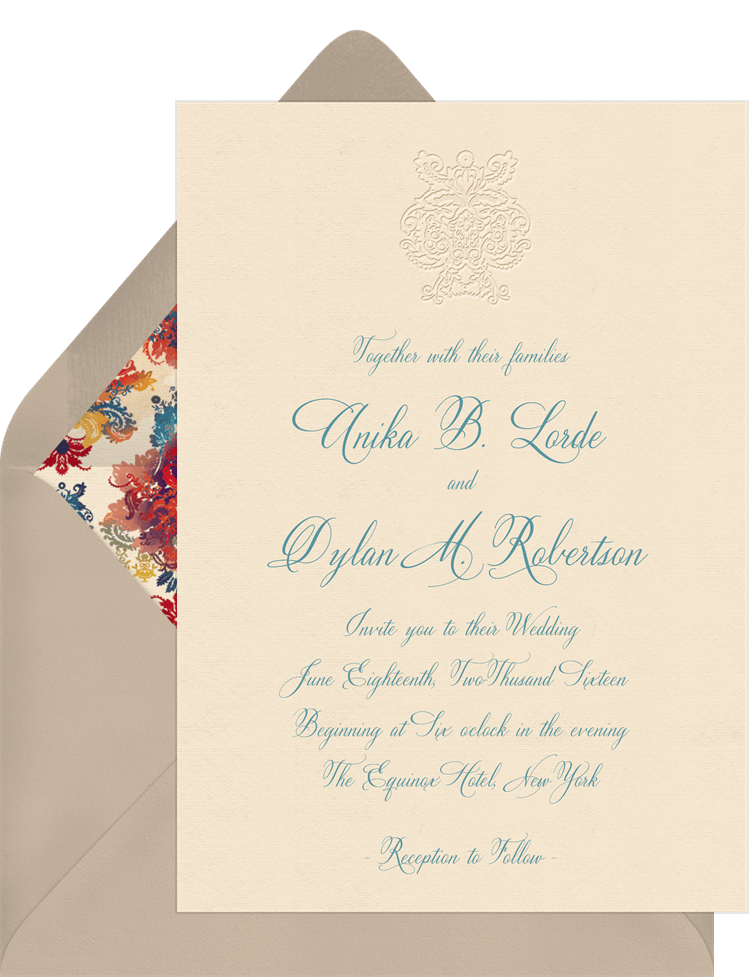 Classic Beach Wedding Colin Cowie Purple Invitations | Greenvelope.com