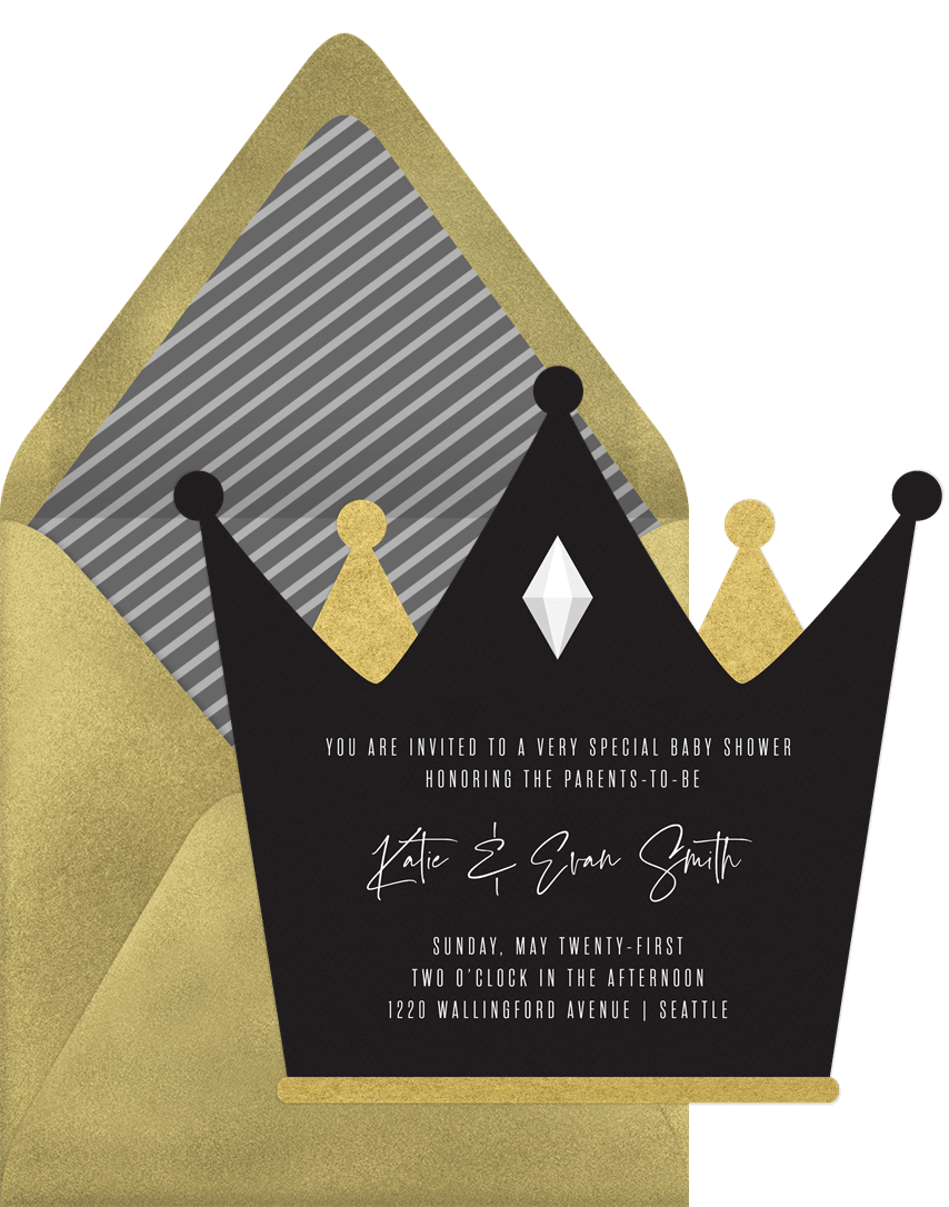 Die Cut Crown Invitations | Greenvelope.com