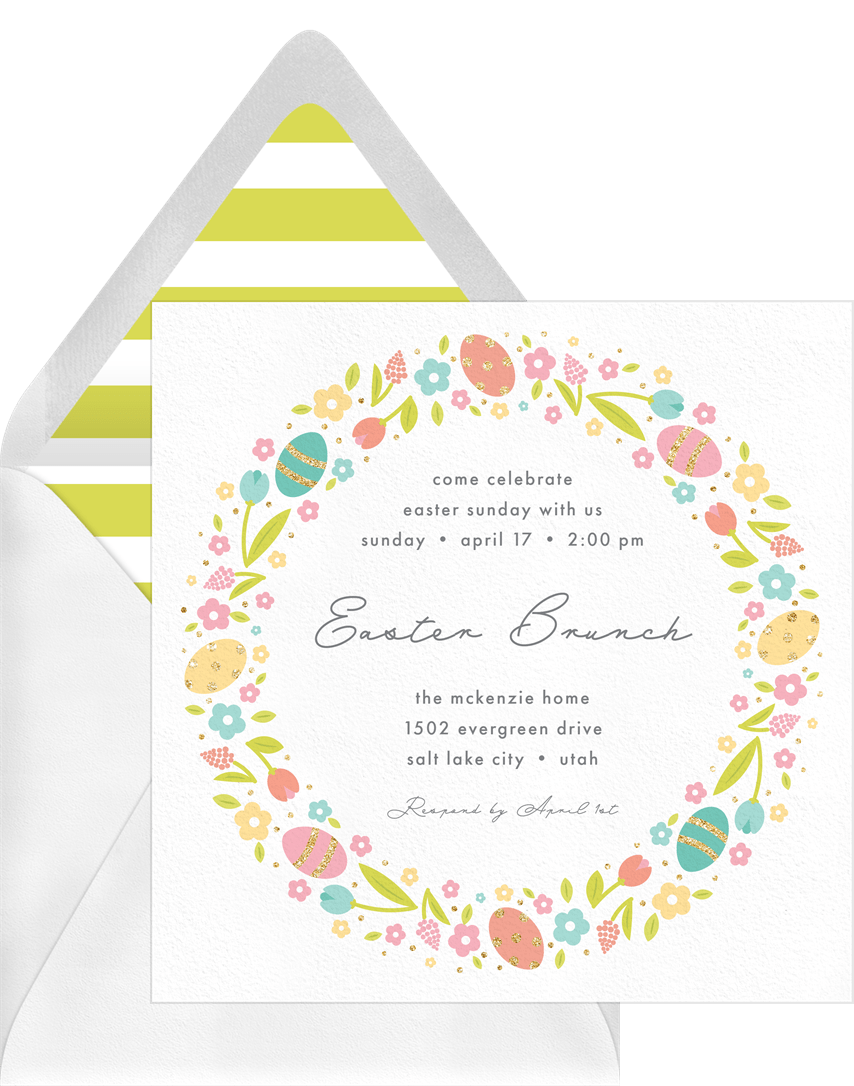 Easter Egg Wreath Invitations | Greenvelope.com