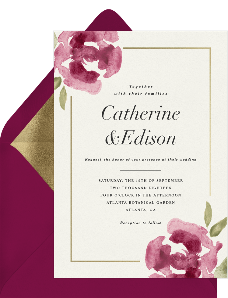 Elegant Roses Invitations in Pink | Greenvelope.com