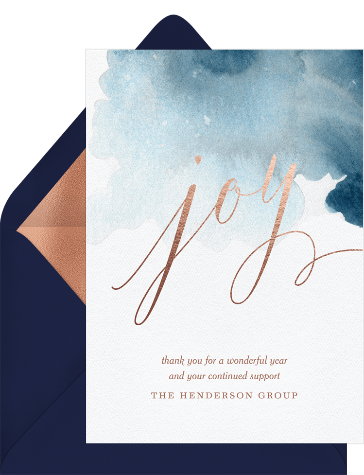 Elegant Watercolor Joy Cards | Greenvelope.com