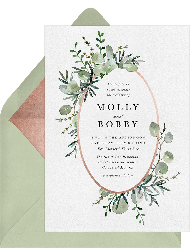 Eucalyptus Frame Invitations in Green | Greenvelope.com