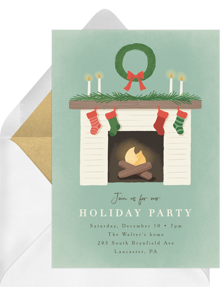 Festive Fireplace Invitations | Greenvelope.com