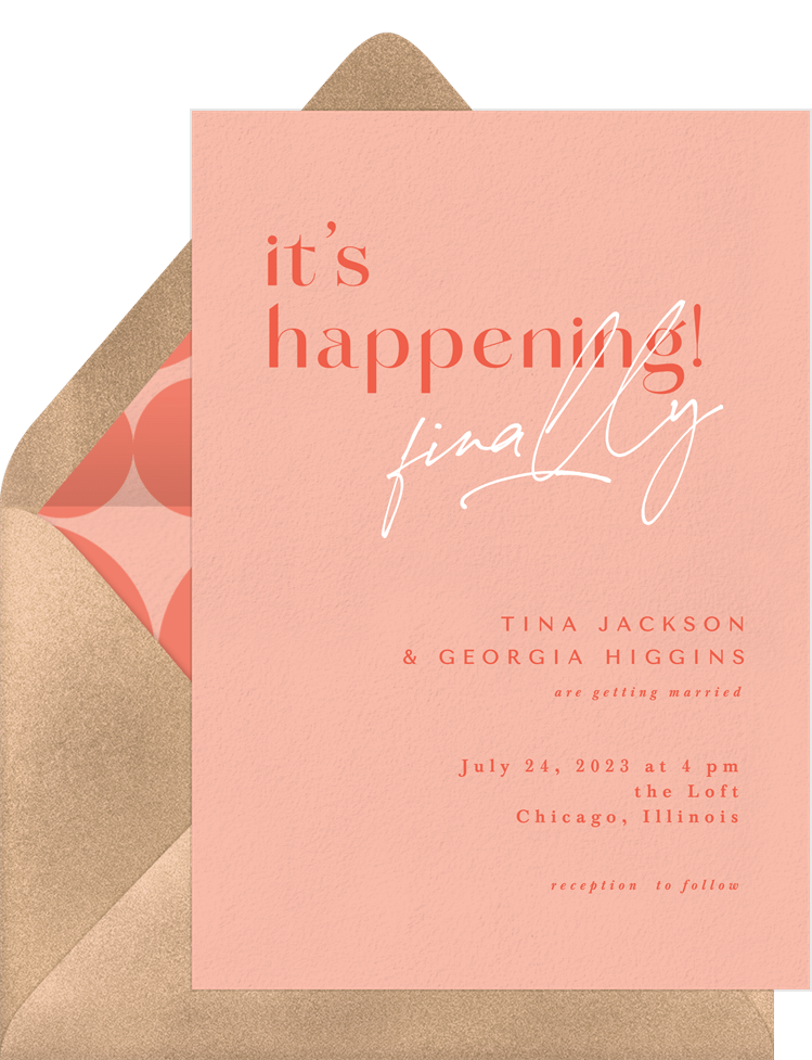 Finally Happening Invitations in Orange | Greenvelope.com