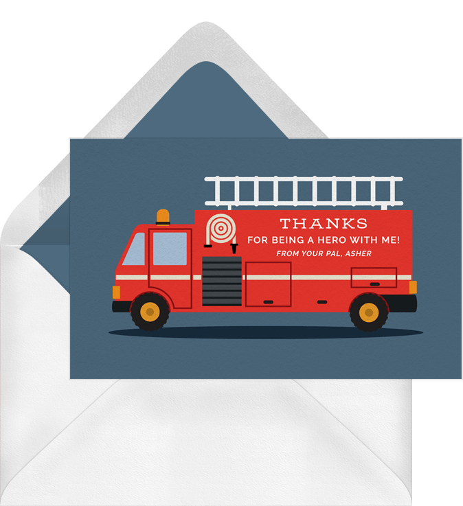 Fire Engine Thank You Notes | Greenvelope.com
