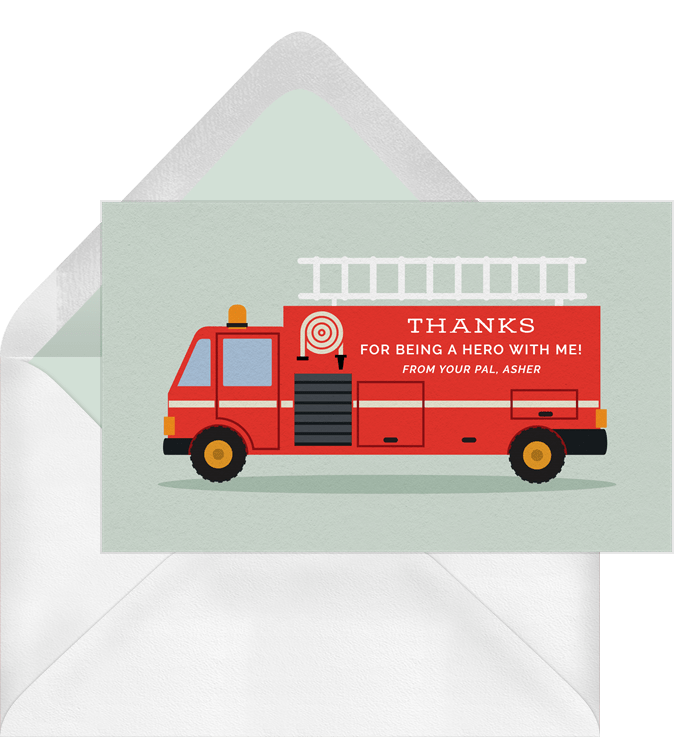Fire Engine Thank You Notes | Greenvelope.com