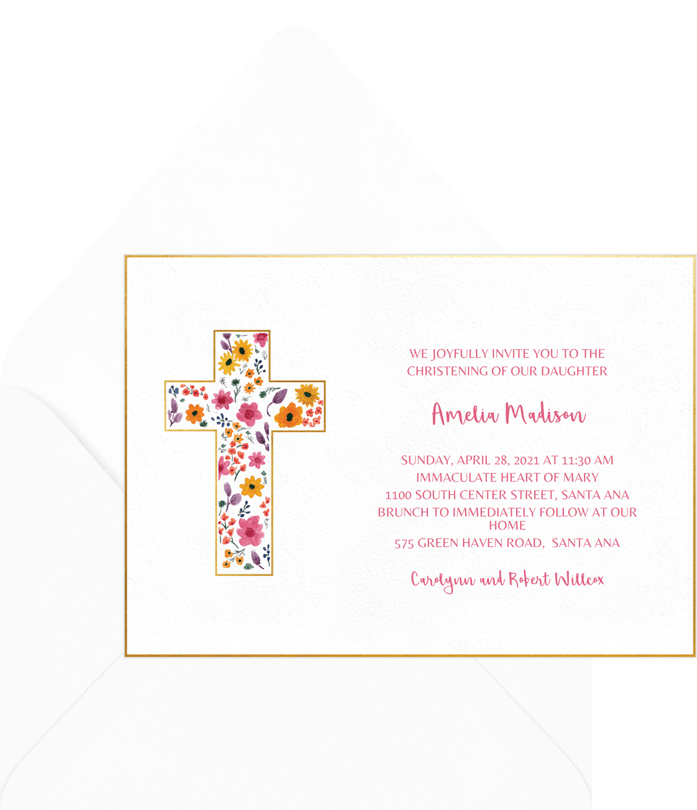 Floral Cross Invitations | Greenvelope.com