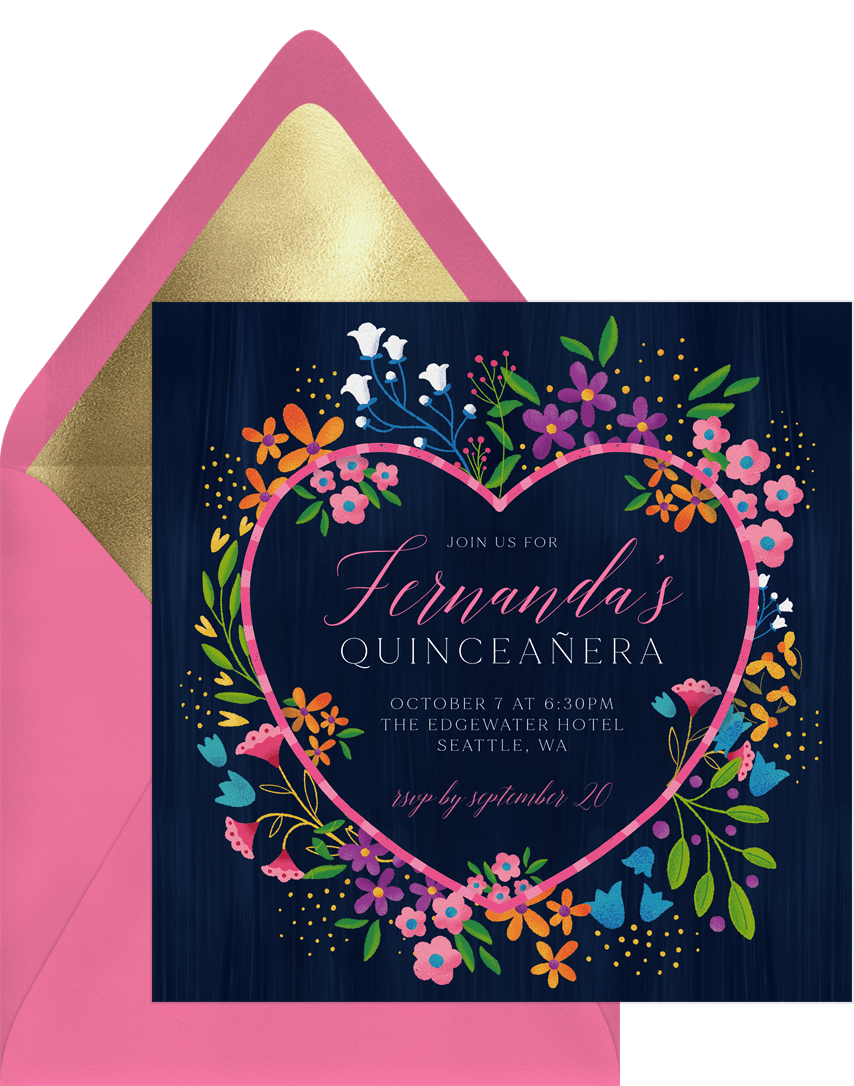 Floral Heart Frame Invitations | Greenvelope.com