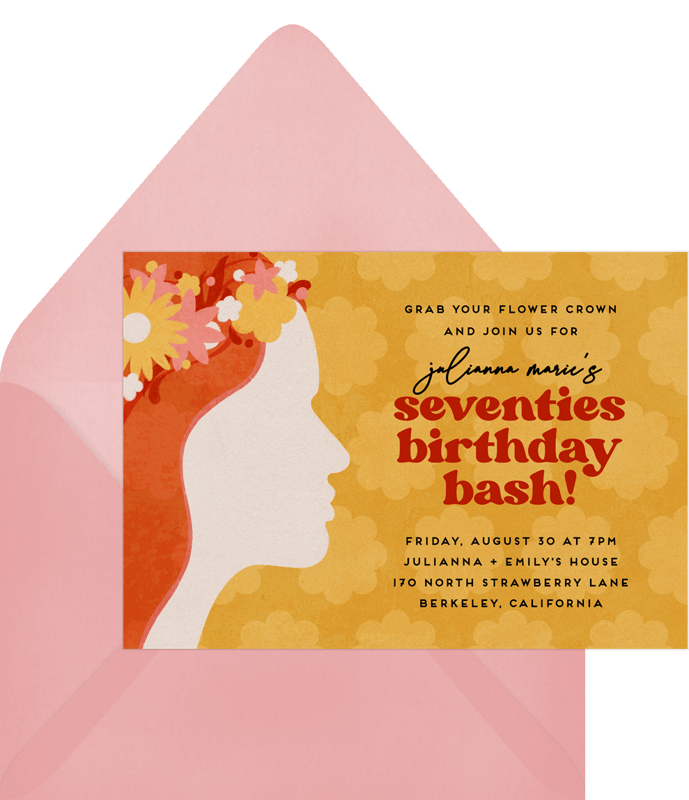 Flower Crown Invitations in Orange | Greenvelope.com