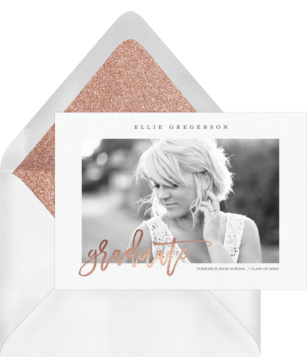 Foil Brush Script Announcements | Greenvelope.com