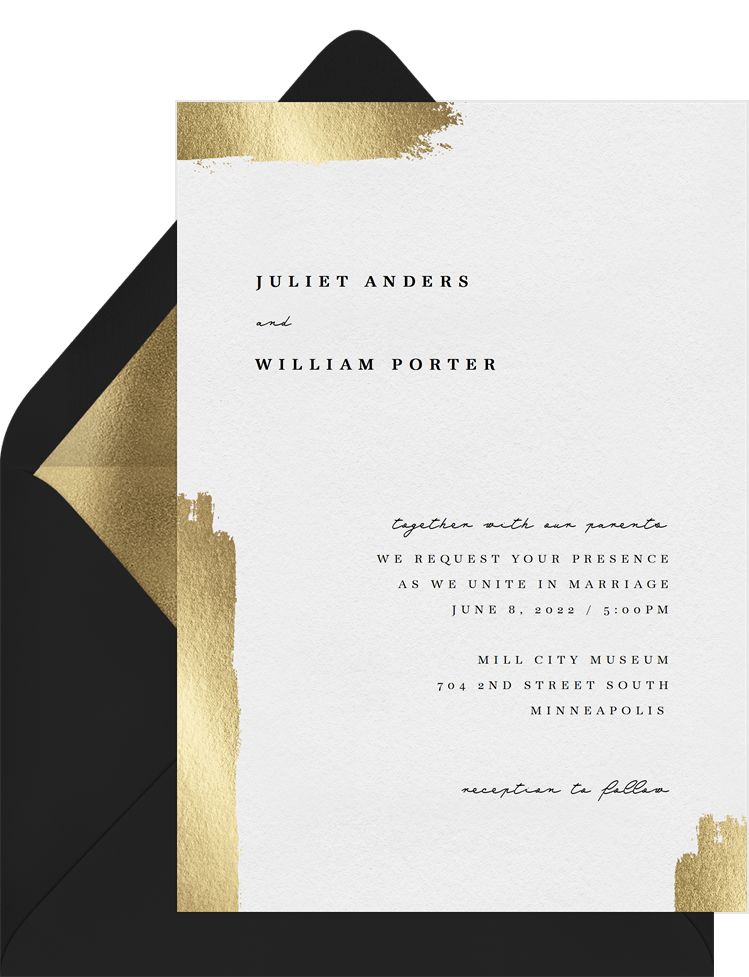 Foil Brush Strokes Invitations | Greenvelope.com