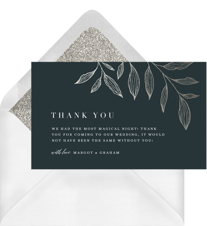 Foil Leafy Frame Thank You Notes | Greenvelope.com