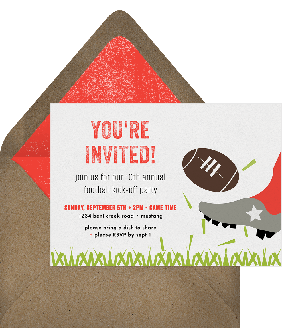 Football Kick-Off Invitations | Greenvelope.com