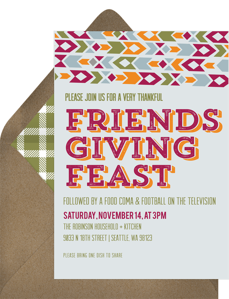 Foiled Friendsgiving Feast Invitations | Greenvelope.com
