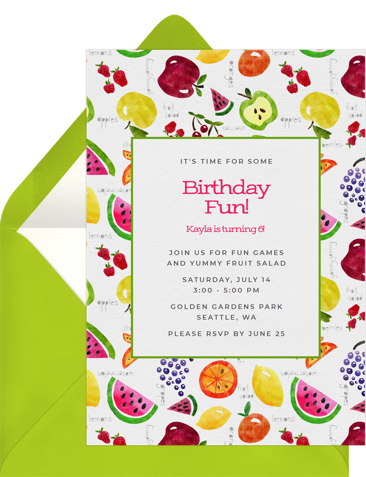 Fruity Fun Invitations in White | Greenvelope.com