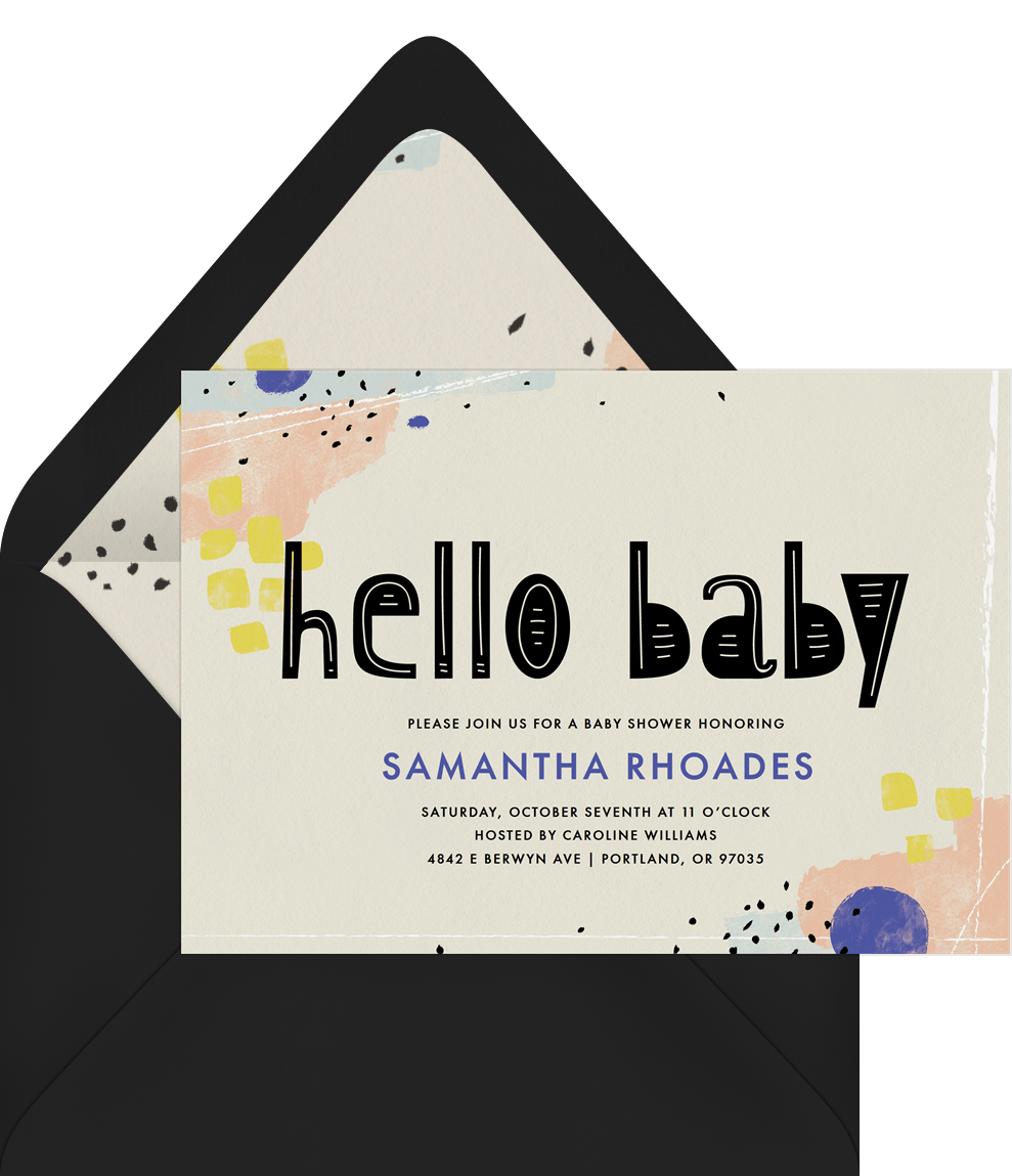 Funky Hello Baby Invitations | Greenvelope.com