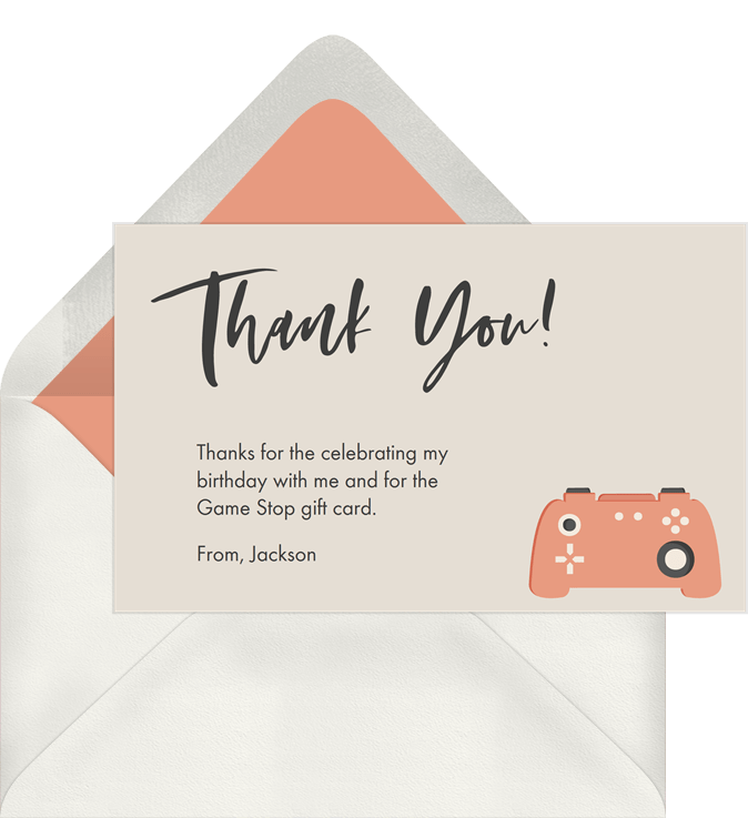 Gaming Essentials Thank You Notes in Creme | Greenvelope.com