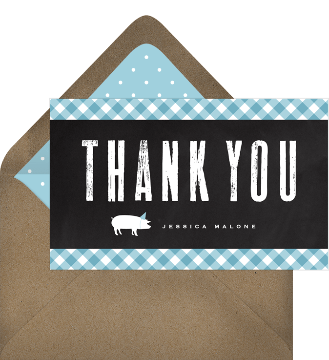 Gingham Bbq Thank You Notes | Greenvelope.com