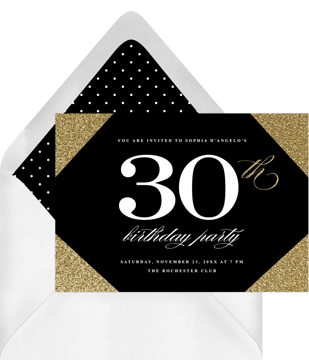 Glam Glitter Corners Invitations in Pink | Greenvelope.com