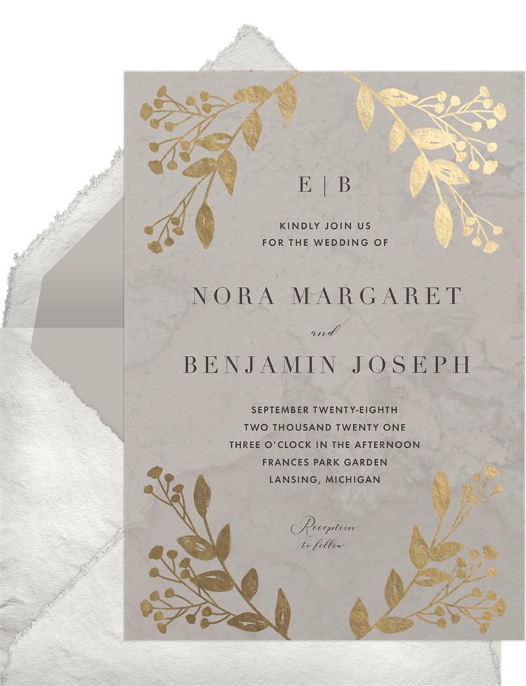 Gold Botanical Frame Invitations | Greenvelope.com