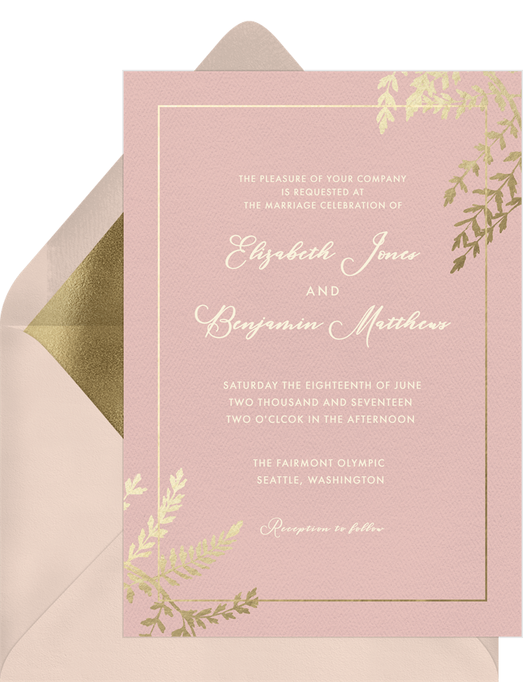 Gold Foliage Invitations in Blue | Greenvelope.com